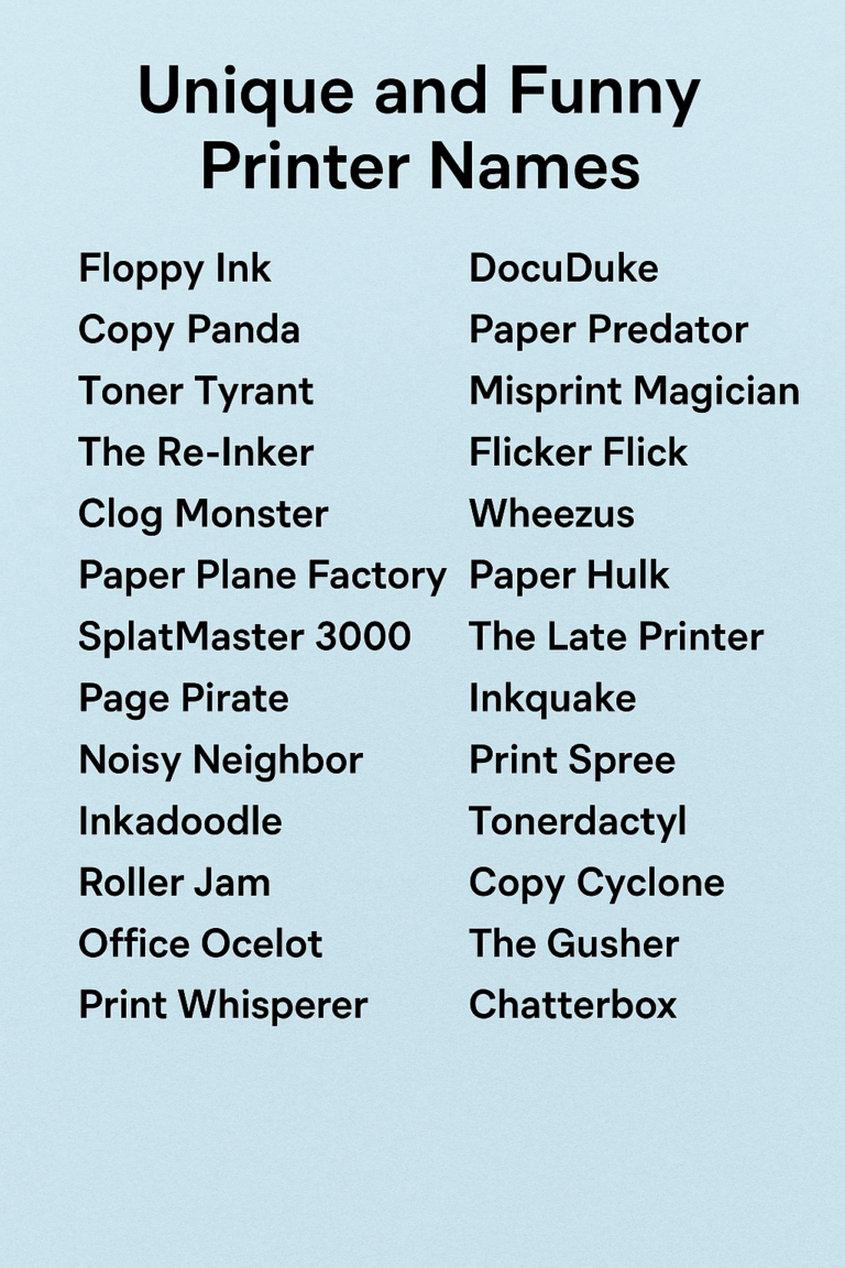 1000+ Unique and Funny Printer Names 2025 - Business In mark